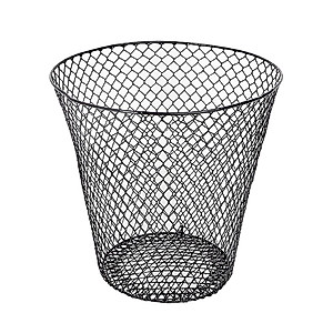 Generic Wire Mesh Round Waste Basket,Round Open Top Design Small Wastebasket,Metal Mesh Wastebaskets,Garbage Cans for Bedroom Kitchen Living Room Dormitory Office School (1, Black), MaRIJaly-062202
