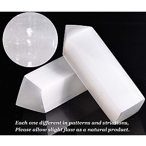 AMOYSTONE Selenite Tower Crystals and Healing Stones Wands Crystal Points 4 Sides Tower Large 6" Tall 1 PC