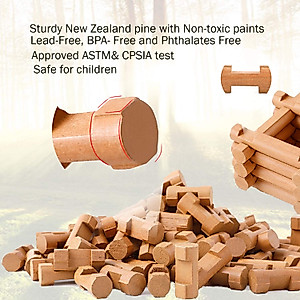 Wondertoys 90 Pieces Classic Wood Cabin Logs Set, Building Log Toy for Children, Farm House Construction Educational Toys for 3 4 5 6 Years Old