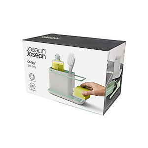 Joseph Joseph Kitchen Sink Caddy Organizer, Sponge Holder, Brush Holder, Dish Cloth Hanger - Light Stone/Sage