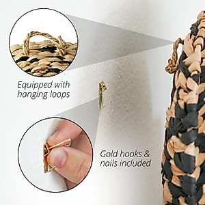 VESPR Rattan Wall Basket Decor with Included Wall Hooks – Bohemian Handmade Wall Art - Centerpiece Decorations - Set of 4 Woven Baskets - Perfect Rustic Home Décor for Kitchen, Living Room, Bedroom