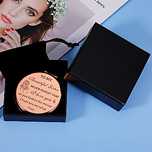 Sister Birthday Gifts from Sister Compact Mirror for Women Best Friend Personalized Friendship Christmas Graduation Easter Valentines Day Gifts Small Make Up Mirror from little Big Sister Brother