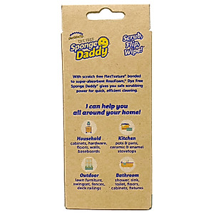 Sponge Daddy Dye-Free Sponges 3 Pack (Pack of 4, Includes 12 Sponges Total) All White Sponge, Dual-Sided Sponge and Scrubber, White Kitchen Sponges