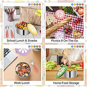 Hippywell Stainless Steel Food Containers with Silicone Lids, Leakproof Metal Lunch Box Set for Kids, Snack Boxes for Travel, 5Pcs Stainless Steel Containers, 1.7OZ up 23OZ