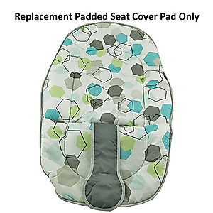 Replacement Part for Fisher-Price On-The-Go Baby Swing - GKH40 ~ Replacement Padded Seat Cover Pad ~ Blue, Green and Gray Hexagon Print