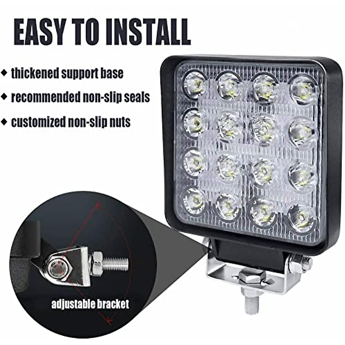 Led Light Bar, Turboo 10PCS 4inch 48W Led Work Light Square Spot Lights Off-road Lights Led lights for Trucks,Off-road Vehicle, ATV, SUV, UTV, 4WD, Jeep, Boat and More