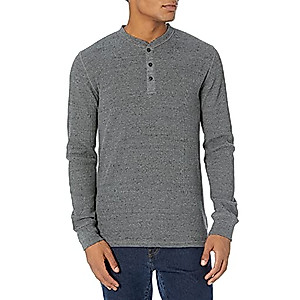 Amazon Essentials Men's Regular-Fit Long-Sleeve Waffle Henley Shirt, Charcoal, X-Large