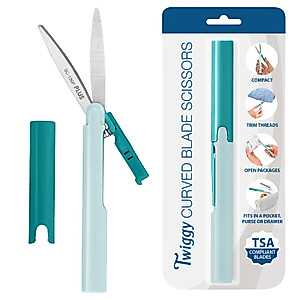 Plus Pen Style Non Stick Compact TSA Twiggy Scissors with Cover Turquoise