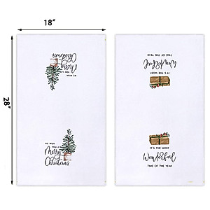 Merry Christmas Wonderful Time of The Year Kitchen Dish Towels, 18 x 28 Inch Winter Xmas Farmhouse Holiday Tea Towels for Cooking Baking Set of 2