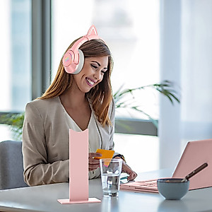 SIMGAL Pink Headphones Stand, Universal Gaming Headset Holder Hanger with Stable Base K9 Cat Ear Headset(Not Included) and All Headphones