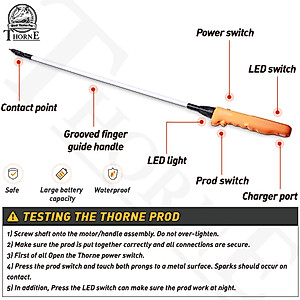 West Thorne Pro Livestock Prod, Newest Waterproof Cattle Prod Stick with LED Light,Rechargeable Electric Livestock Prod for Cow Pig Goats and More (33.8in)