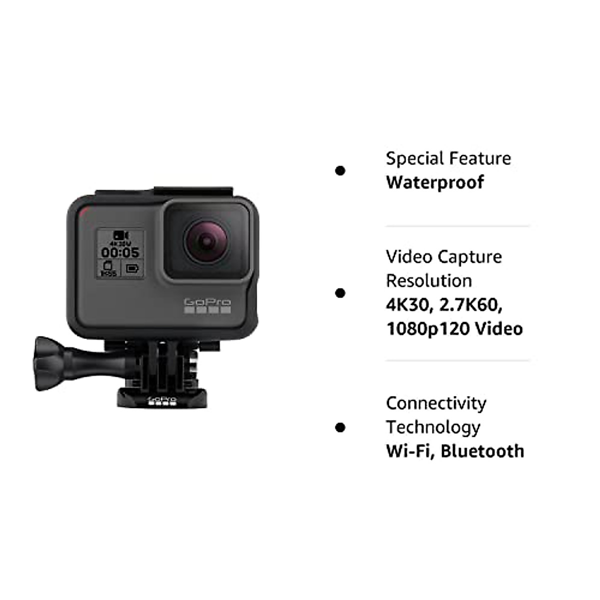 GoPro HERO5 Black Waterproof Digital Action Camera w/ 4K HD Video & 12MP Photo (Renewed)