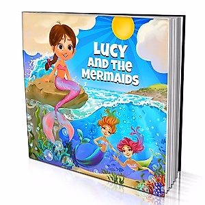 Personalized Story Book by Dinkleboo - "The Mermaids" - For Kids Ages 0-8 Years Old - A Story About Your Daughter or Son Meeting New Magical Friends - Smooth Satin Paper - In Soft Cover (8"x 8")