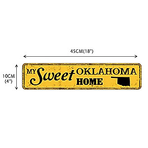 State Map Silhouette Tin Sign My Sweet Home Oklahoma Metal Sign Custom Road Signs Southern Style Art for Front Door Garden Yard Porch Man Cave Novelty Weddings Gift 18x4in