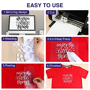 CAREGY 2Rolls 12" x 20ft HTV Vinyl Rolls Black and White Set Heat Transfer Vinyl for T-Shirts Iron on Vinyl Easy to Cut Weed for DIY Heat Vinyl (12" x 20ft Each Roll)