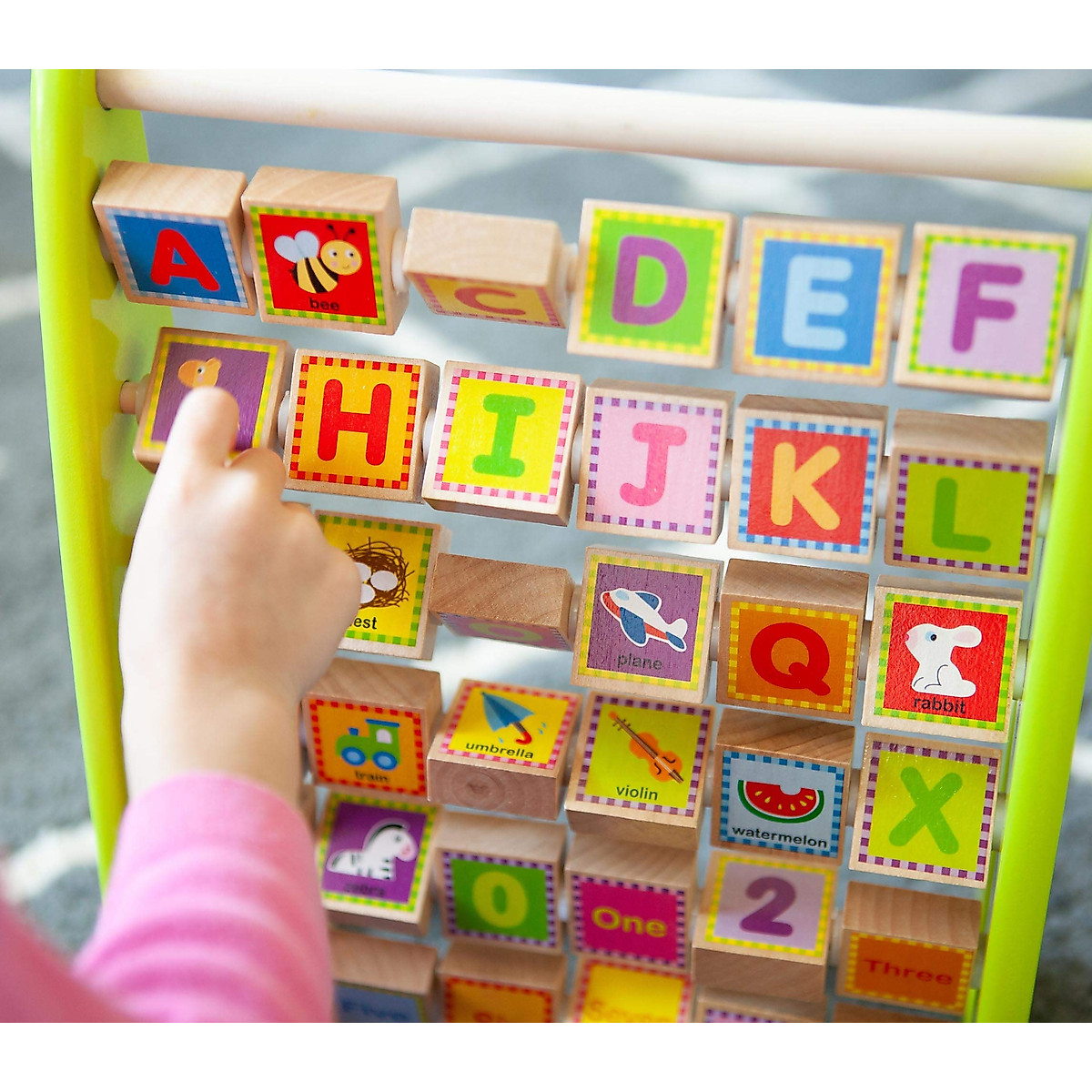 Fat Brain Toys Alpha-Abacus - Wooden Alphabet & Number Learning Toy for Kids 2+