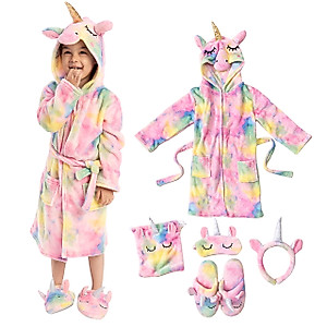 JOYIN Kids Unicorn Robe and Bathroom Set Gifts for Girls and Kids