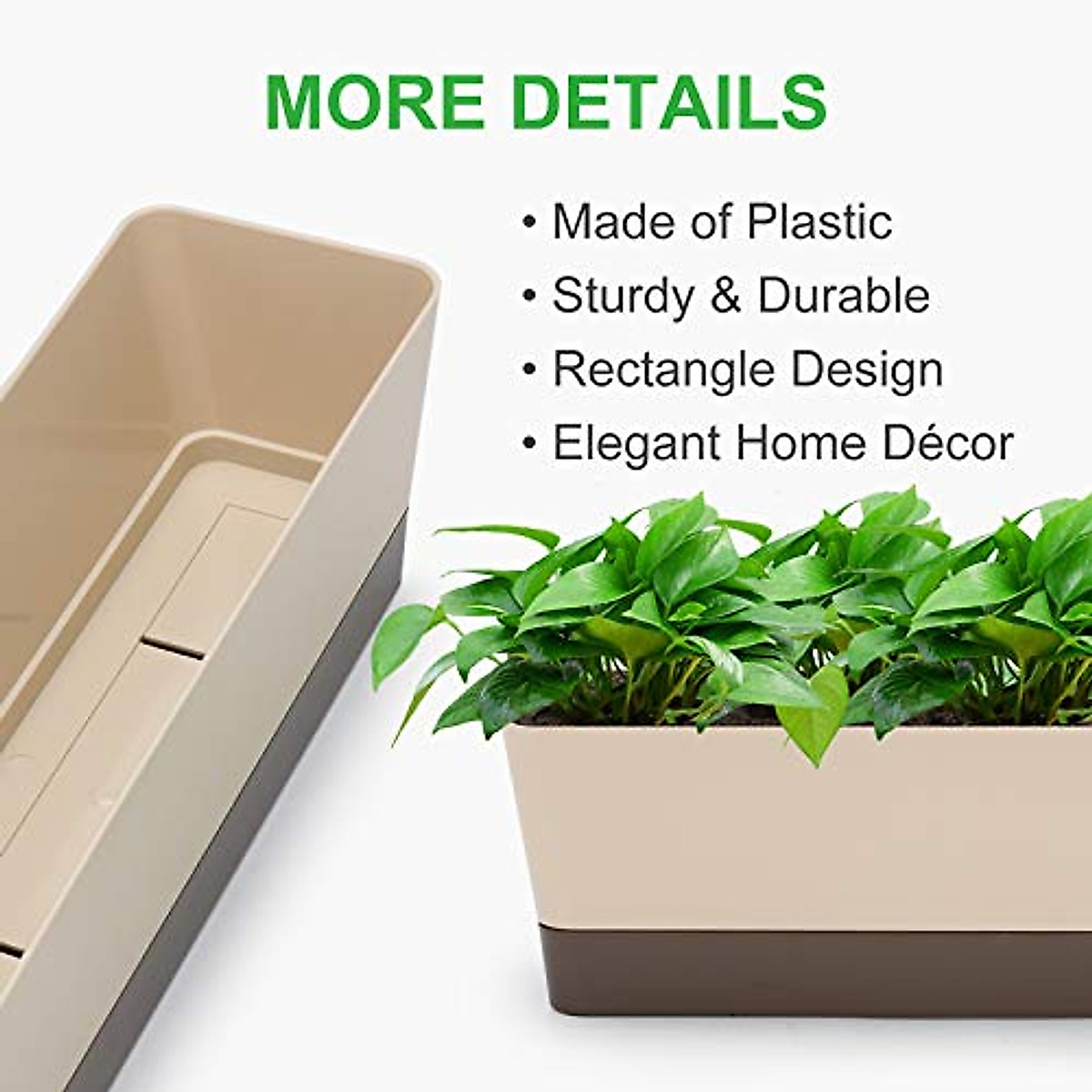 GROWNEER 3 Packs 12 Inches Window Boxes Rectangle Planter with 15 Pcs ...