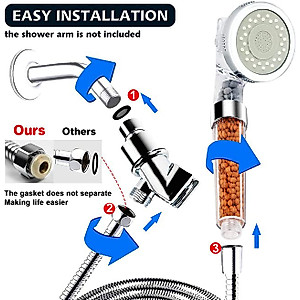 High Pressure Filter Shower Head With Replacement Hose And Bracket, 3 Mode Function Spray, Water Saving shower For Best Shower Experience, Rain Handheld Showerhead For Dry Hair & Skin