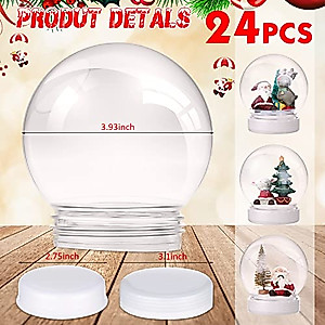 Mimorou 24 Pieces 3.9 Inch DIY Snow Globe Clear Plastic Water Globe with Screw Off Cap Water Globe Jar for DIY Crafts Home Decoration Gifts