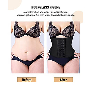 FeelinGirl Women Short Torso Latex Waist Trainer Corset Waist Trainer Breathable Waist Trimmer Hourglass