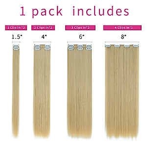 SYXLCYGG Blonde Hair Extensions Clip Hair Extension 22" 5 Oz Straight Synthetic Cheap Fluffy Blond Hair Pieces for Women