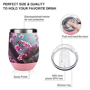 WYUSPGK 304 Stainless Steel Insulated Cup, Small Flowers Print Smooth Rim, Durable & Reusable - Perfect for Office, Home, And Travel