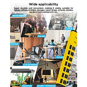 Surge Protector Power Strip with USB, Individual Switches and Flat Plug, CRST ECO-Friendly 6-Outlet Metal Heavy Duty Power Strip (1200 Joules) Circuit Breaker, 6-Feet 14AWG Cord (with Fastening Tie)