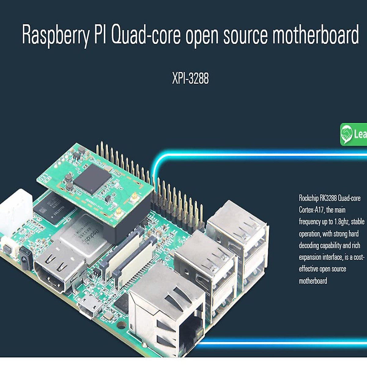 Geniatech XPI-3288 Android Single Board Computer Development Board Moudle, Rockchip RK3288 Quad Core CPU 2G RAM, 16GB EMMC Flash Motherboard