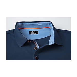 SWISSWELL Long Sleeve Polo Men Moisture Wicking Golf Shirts Slim Fit Polyester Collar Shirts Navy XL