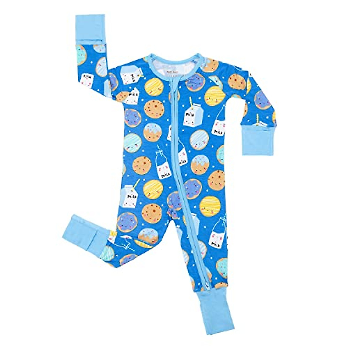 Little Sleepies Baby Boy Pajama, Viscose from Bamboo Zippy PJs, Blue Cookies & Milk, 6-12M