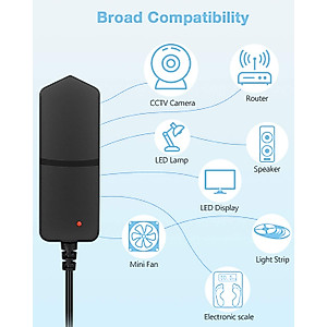 Aclorol Replacement Charger 12V 1A 0.6A 0.8A 0.5A Power Supply Universal AC Adapter 100V-240V AC to DC 12Volt Power Adapter w/10 Tips 12V 1000mA 800mA Power Cord for LED Strip Pixel Router CCTV Camera