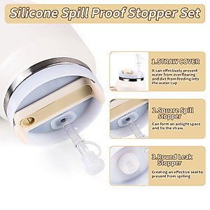 KEUYE 64 oz Tumbler Accessories for Stanley, Cup Accessories 64 oz Including 3PCS Extra Long Straws,1PC Straw Cleaning Brush,2 Sets Of Silicone Spill Leak Stoppers