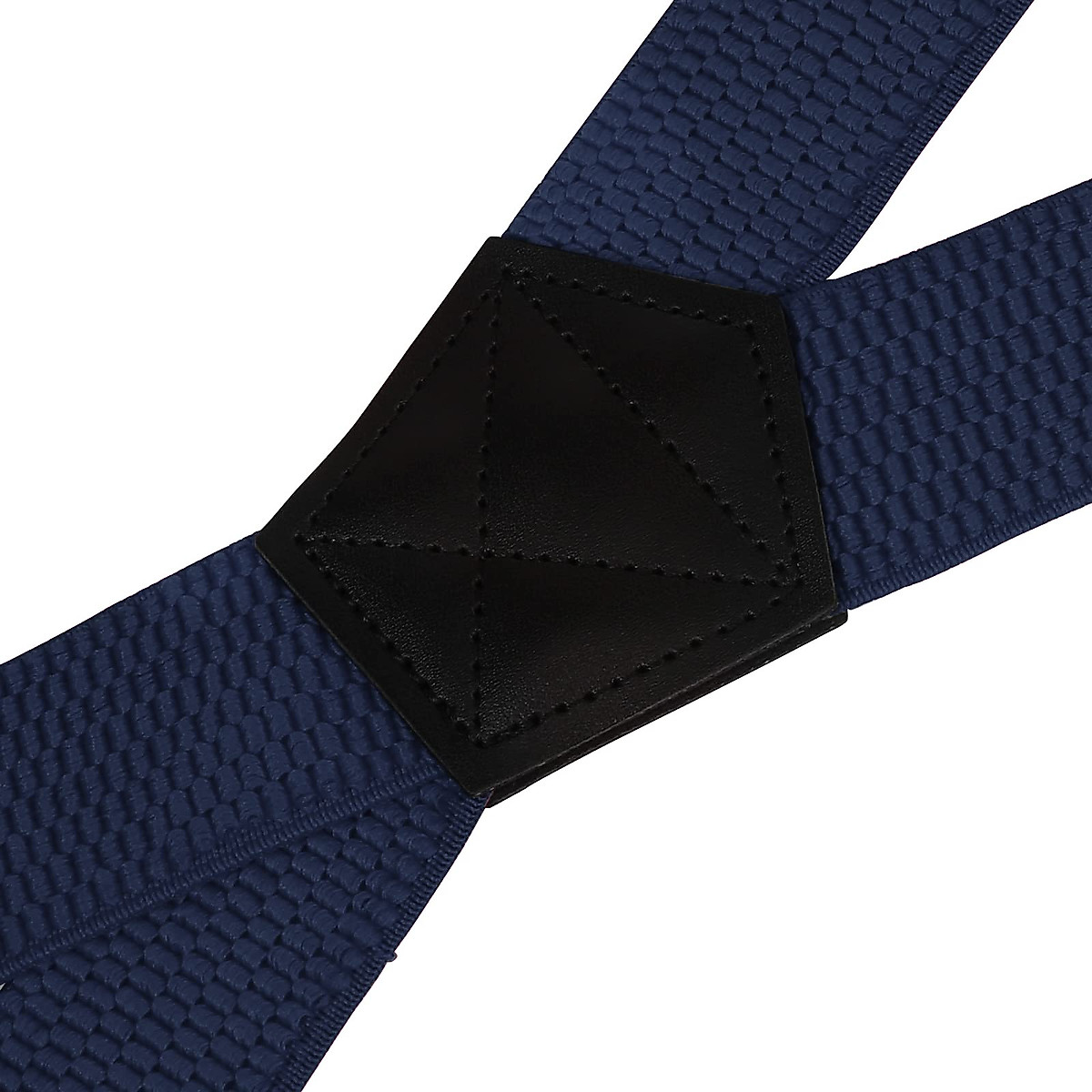 Buyless Fashion Heavy Duty Suspenders for Men - 48" Adjustable Straps 1 1/2" - X Back with Black Plastic Clips - 5147-Navy