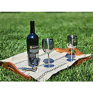 StainlessLUX 77374 4-piece Brilliant Stainless Steel Wine Glass Set/Wine Tasting Goblet Set (New version with 1/4" taller)- Quality Drinkware for Your Enjoyment