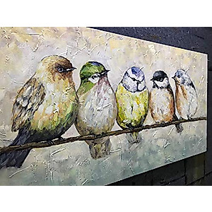 V-inspire Paintings，24x48 Inch Hand Painted Abstract Animal Canvas Art Bird Oil Painting Modern Home Decor for Wall Canvas Living room bedroom dining room Decoration Wood Inside Framed Ready to Hang
