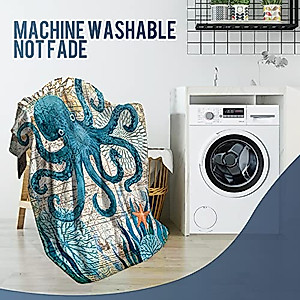 Levens Octopus Blanket Gifts for Women Girls Men, Ocean Animal Decoration for Home Bedroom Living Room Office Dorm, Soft Comfort Lightweight Throw Blankets 50"x60"