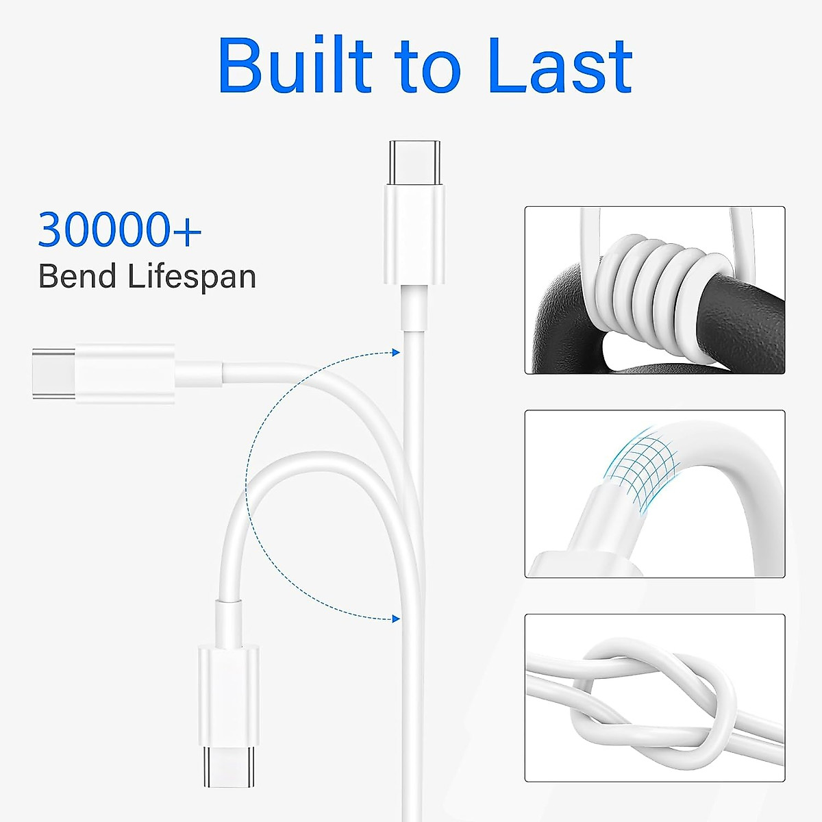 2-Pack [6.6FT+10FT] 60W USB C to USB C Cable, Type C to Type C Cable,Fast Charging Cable Compatible with iPhone 15/Plus/15 Pro/Pro Max，Samsung Galaxy S23 S22, iPad Pro, MacBook Air and More