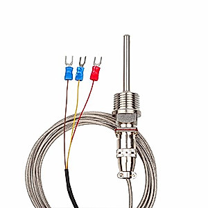 CrocSee RTD Pt100 Temperature Sensor Probe 3 Wires 2M Cable Thermocouple -58~572°F (-50-300°C) 1/2" BSP Thread