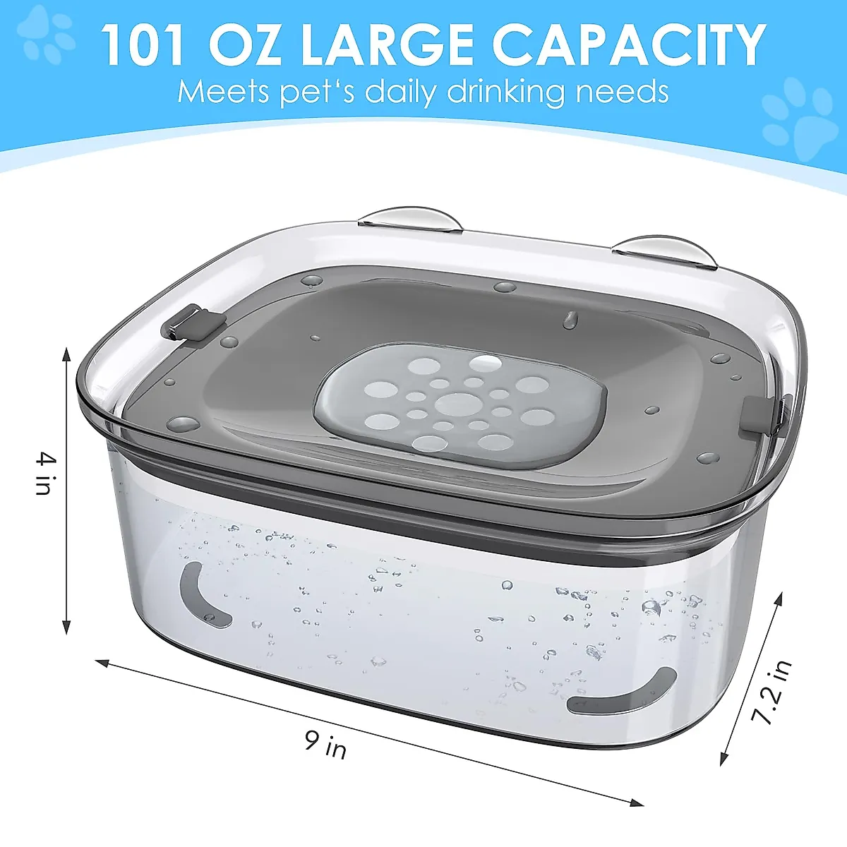 Gobeigo 101oz/3L Dog Water Bowl for Messy Drinkers, No Spill Water Bowl Large Capacity Splash Proof Slow Feeder Water Dispenser Vehicle Carried Anti Drip Travel Water Bowl for Dogs, Cats & Pets