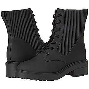 Amazon Essentials Women's Rubberized Combat Boot with Chunky Outsole, Black, 7