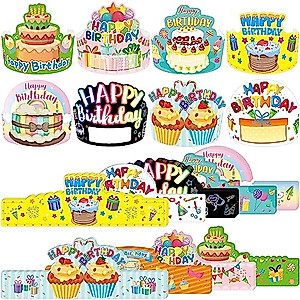 ceiba tree Birthday Crowns for Kids Classroom 36Pcs School Family Colorful Happy Birthday Hats VBS Party Supplies