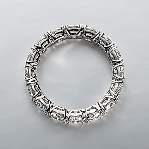 CannyCat Eternity Moissanite Ring 4.0mm 5CTTW D color Full Moissanite Eternity Wedding Band for Women Platinum Plated Silver Lab Created VVS Diamond Anniversary Engagement Stackable Rings (6)