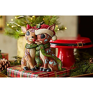 Enesco Jim Shore Rudolph The Red-Nosed Reindeer and Clarice Figurine, 5.31 Inch, Multicolor