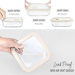 Urban Green Glass Food Container Set with Glass Lid, 4 Pack, Glass Food Containers with Silicone Framed Glass Lid, Airtight, Leakproof, 100% Plastic Free, Glass Meal Prep Containers