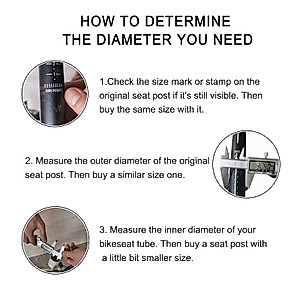 UPANBIKE Bike Seat Post Aluminum Alloy Length 350mm 25.4/27.2/28.6/30.8/31.7mm Black for Mountain Bike Road Bicycle(27.2mm)