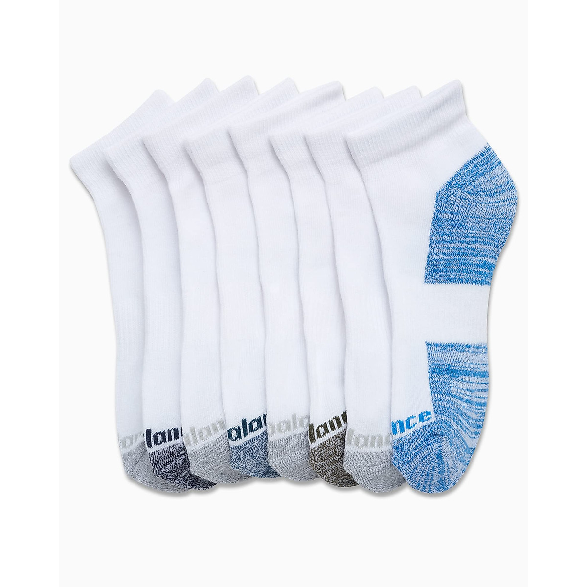 New Balance Boys' Quarter Socks - 8 Pack Performance Cushion Comfort Socks - Athletic Quarter Socks for Boys (4-12), Size Large, All White
