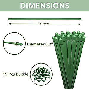 Plant Stakes,Green Plant Sticks Support,HOUNANG Fiberglass Garden Plant Support Stakes for Potted Plants and Indoor Plants - 19 Pack 18 Inches