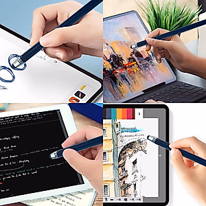 ColorYourLife Bundle of 3-Pack 7.3" Extra Long Thin Tip High Precision Universal Capacitive Stylus Pens for Touch Screens and Microfiber Cloth (Black)