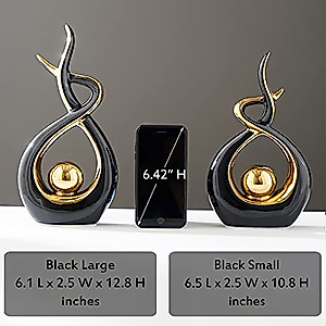FJS Home Decor Modern Art Ceramic Statue Table Decorations for Living Room Dining Room Coffee Table Centerpiece Shelf Decor - Great Gift Idea 12.2" High (Black, Large)